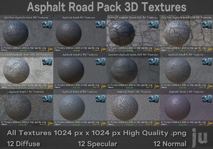 Second Life Marketplace - JU Asphalt Road Pack 3D Textures Full Perm