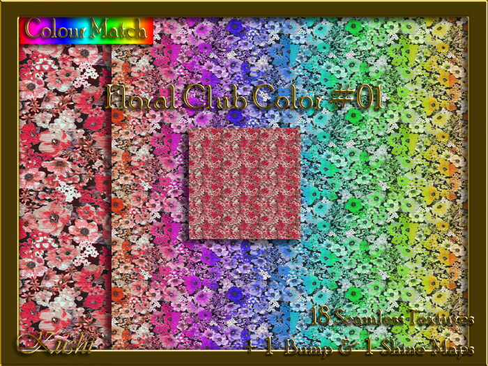 Second Life Marketplace - Floral Club Color #01 Seamless Texture Pack