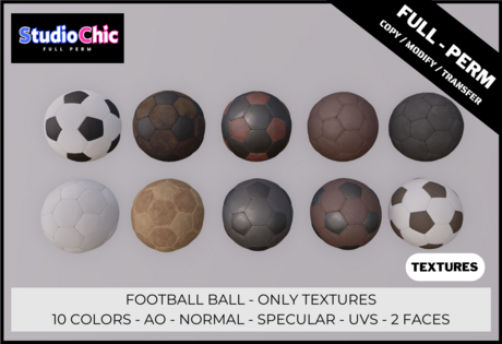 Second Life Marketplace - FOOTBALL BALL 10 TEXTURES PACK FULL PERM ...