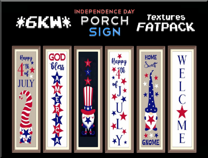 Second Life Marketplace - *6KW* FULL PERM Independence Day Porch Sign ...