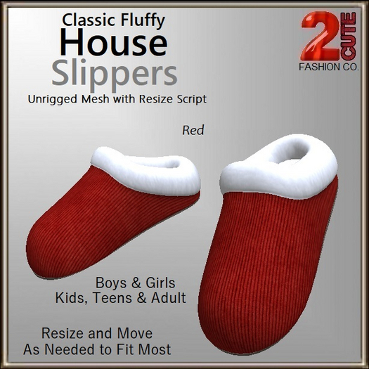 Second Life Marketplace - House Slippers [2cute] Red