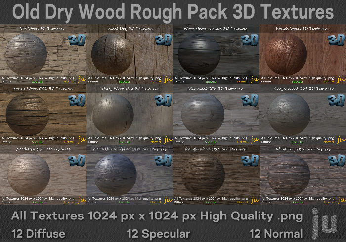 Second Life Marketplace - JU Old Dry Wood Rough Pack 3D Textures Full Perm