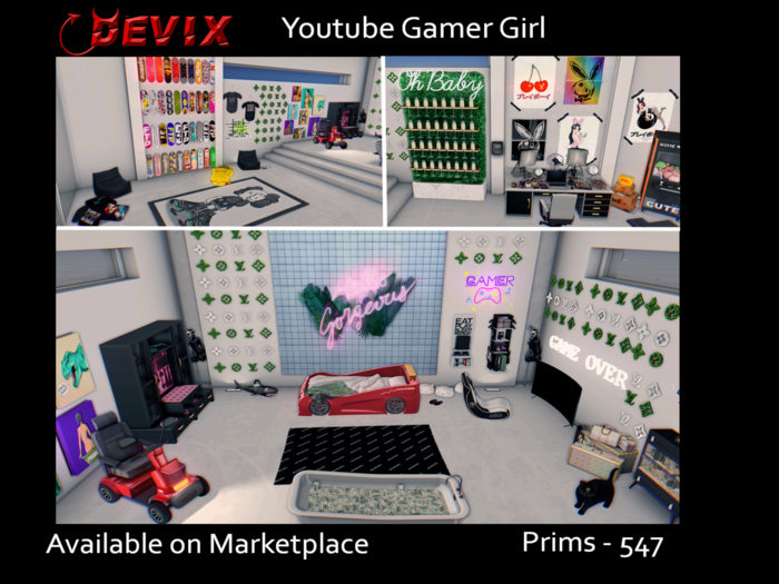 Second Life Marketplace - [Devix] Youtube Gamer Girl Premade Backdrop