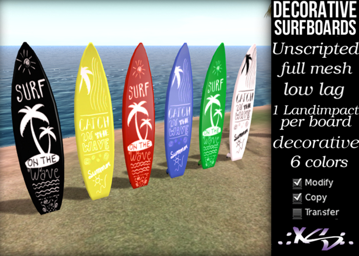 Second Life Marketplace - .:XS:.Decorative Surfboards -6 Colors- 1 Land ...