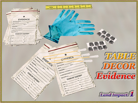 Second Life Marketplace - TABLE DECOR - Evidence (1 LI) (Full perm)