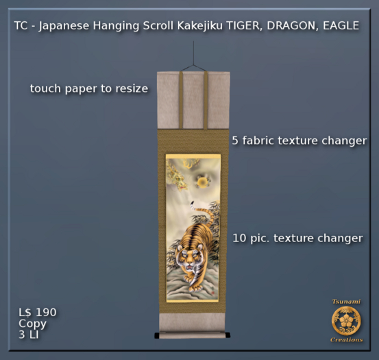 Second Life Marketplace - TC - Japanese Hanging Scroll Kakejiku TIGER ...
