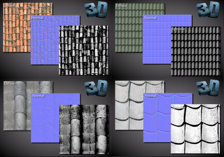 Second Life Marketplace - JU Roof Tiles Pack 001 3D Textures Full Perm