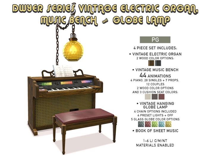 Second Life Marketplace - Muniick (PG) Dwyer Vintage Electric Organ ...