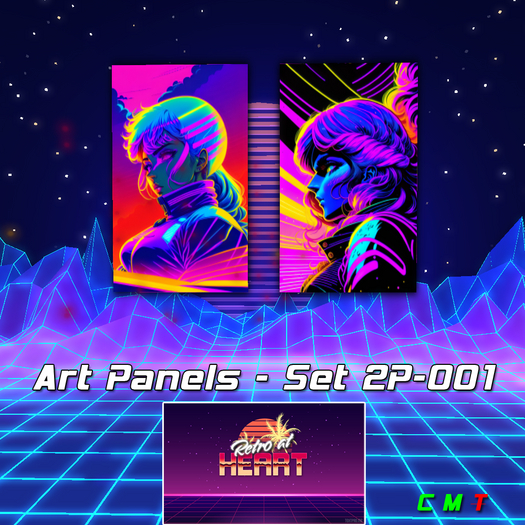 Second Life Marketplace - Retro at Heart - art panels 2P-001