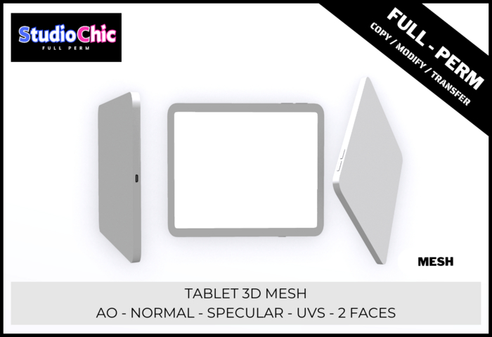 Second Life Marketplace - TABLET MESH 3D FULL PERM - ONLY MESH - 3 ...