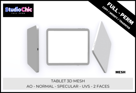 Second Life Marketplace - TABLET MESH 3D FULL PERM - ONLY MESH - 3 ...
