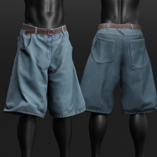 Second Life Marketplace - ardor* - long denim shorts (sky)