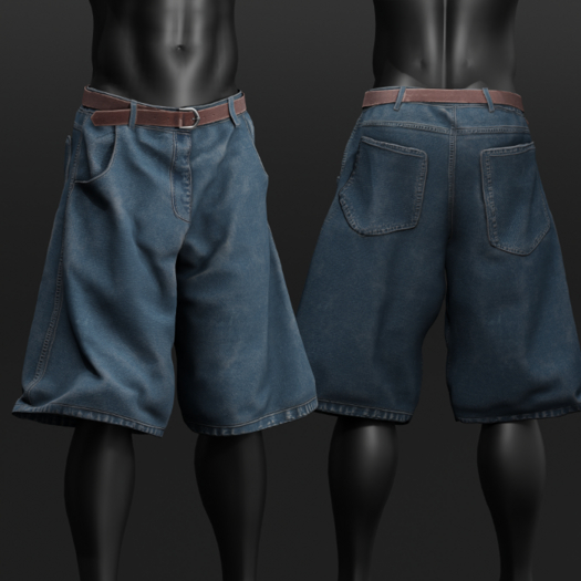 Second Life Marketplace - ardor* - long denim shorts (med blue)