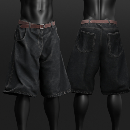 Second Life Marketplace - ardor* - long denim shorts (black)