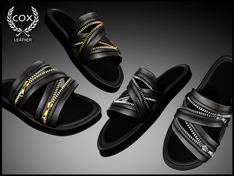 Second Life Marketplace - *COX* Zip Flip Flop - Black Leather