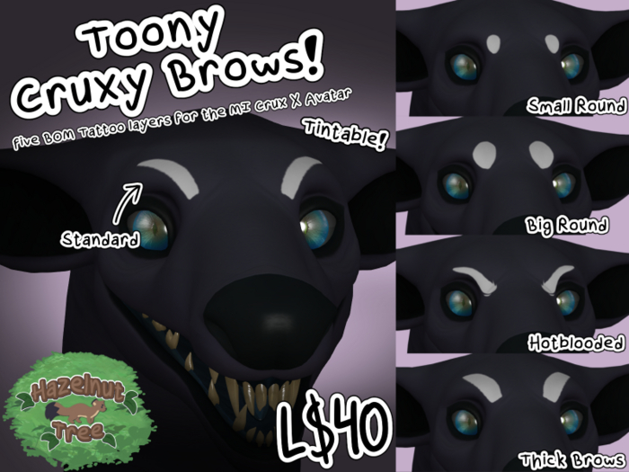 Second Life Marketplace - [HT] Toony Cruxy Brows (BOM Markings for Crux X)