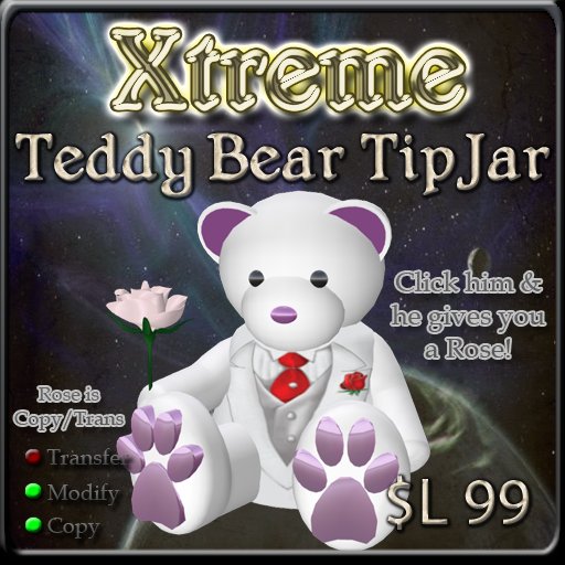 Second Life Marketplace - Top Of The Town Teddy TipJar [White Tux] V2.0