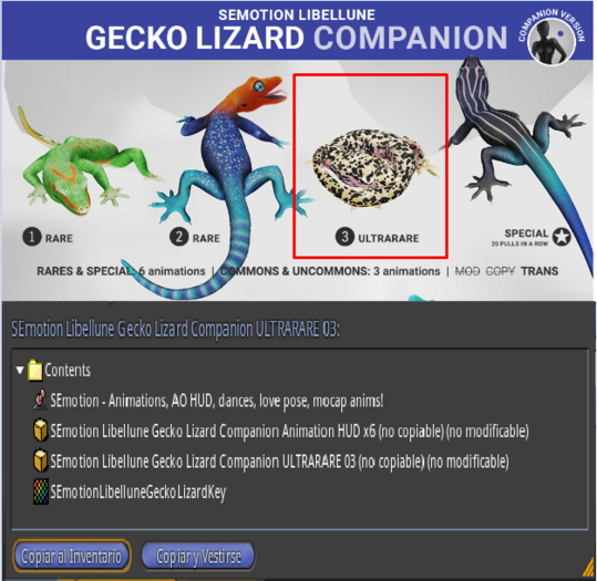 Second Life Marketplace - SEmotion Libellune Gecko Lizard Companion ...