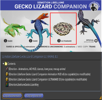 Second Life Marketplace - SEmotion Libellune Gecko Lizard Companion ...