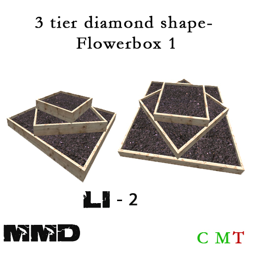 Second Life Marketplace - MMD - 3 tier diamond shape FlowerBox 1- Boxed