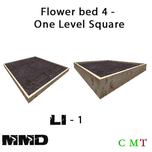 Second Life Marketplace - MMD Flower bed 4 - One Level Square - Boxed