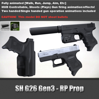 Second Life Marketplace - SH RP Prop Gun - G26 Gen3