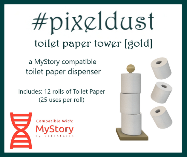 Second Life Marketplace - #pixeldust - toilet paper tower [gold]