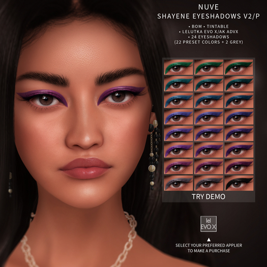 Second Life Marketplace - Nuve. Shayene Eyeshadows v2/P Lelutka Evo X ...