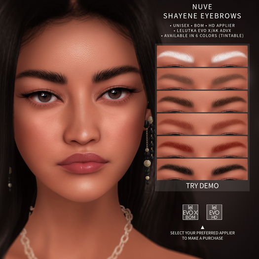Second Life Marketplace - Nuve. Shayene eyebrows - Lelutka Evo X BOM