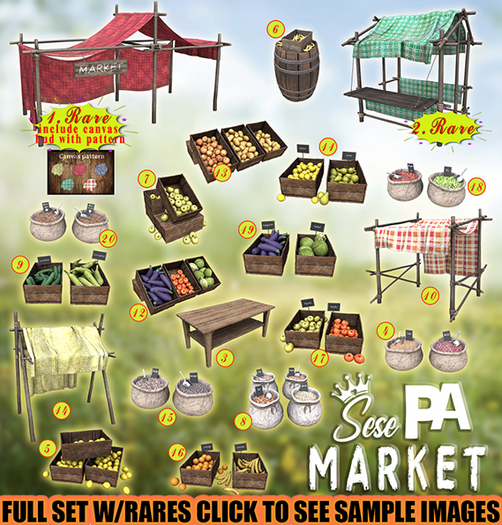 Second Life Marketplace - Sese & PA - Market FULL SET W/RARES