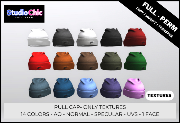 Second Life Marketplace - PULL CAP TEXTURES FULL PERM - 14 COLORS ...