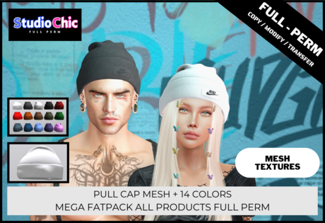 Second Life Marketplace - PULL CAP MEGA FATPACK - FULL PERM - MESH + 14 ...