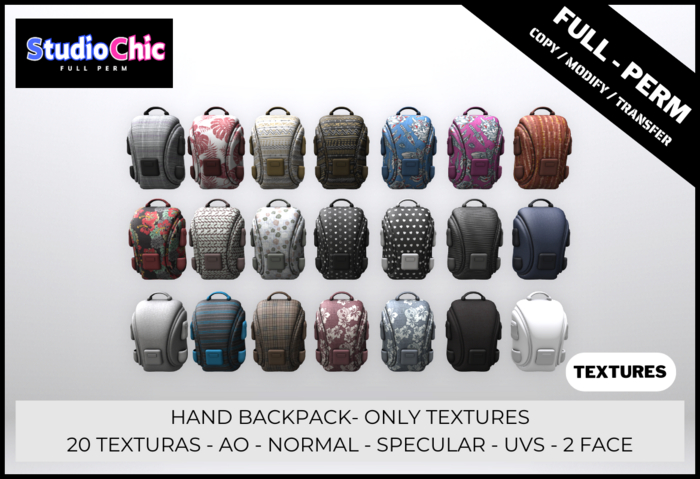 Second Life Marketplace - HAND BACKPACK TEXTURES - FULL PERM - - 20 ...