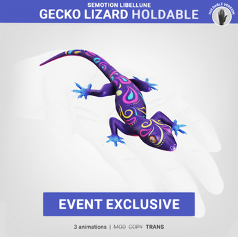 Second Life Marketplace - SEmotion Libellune Gecko Lizard Holdable ...