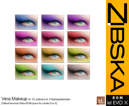 Second Life Marketplace - Zibska Evo X ~ Vera Makeup in 12 colors in 3 ...