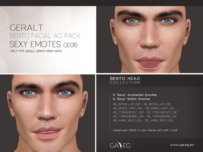 Second Life Marketplace - [GA.EG] Geralt Bento Facial AO Pack - GE06 ...
