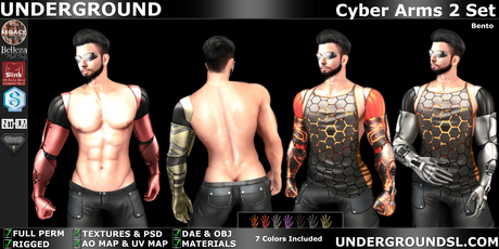 Second Life Marketplace - (UG FULL PERM) - Cyber Arms 2 Set