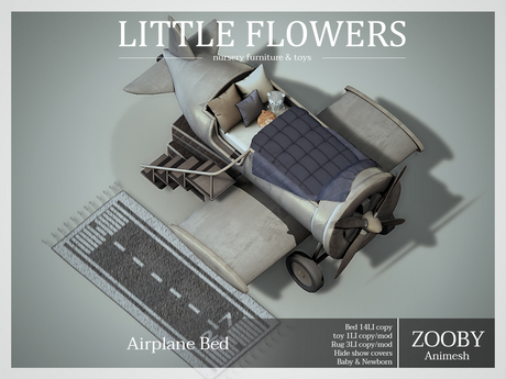 Second Life Marketplace - Airplane Bed - Zooby Animesh|Nursery Zooby