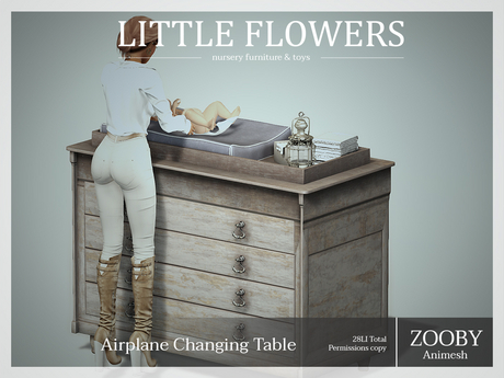 Second Life Marketplace - LF ♥ Zooby Airplane Changing Table - Nursery ...