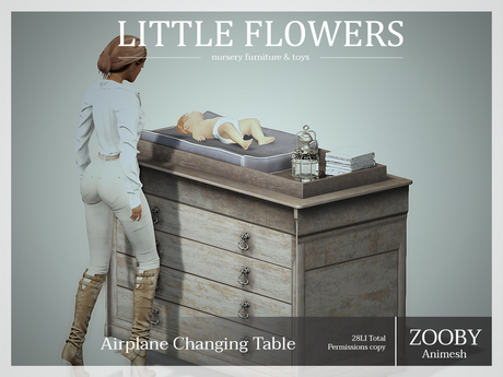 Second Life Marketplace - LF ♥ Zooby Airplane Changing Table - Nursery ...