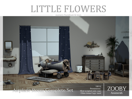 Second Life Marketplace - LF ♥ Airplane Nursery - Zooby Animesh
