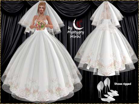 Second Life Marketplace - Romance wedding gown,veil,bouquet,shoes,hair ...