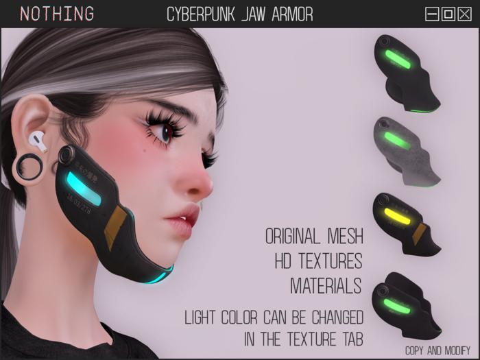 Second Life Marketplace - Cyberpunk Jaw armor