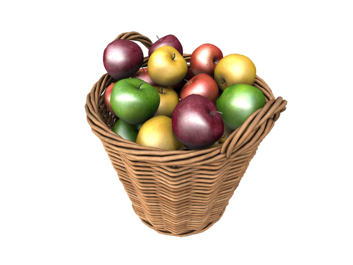 Second Life Marketplace - 09. [IK] Fresh Fruit Table - Basket of Apples ...