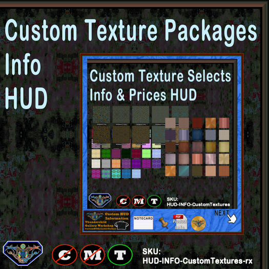 Second Life Marketplace - HUD INFO Custom Textures Packages rx