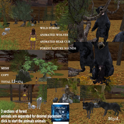 Second Life Marketplace - wild forest with animated wolves & bears-Box ...
