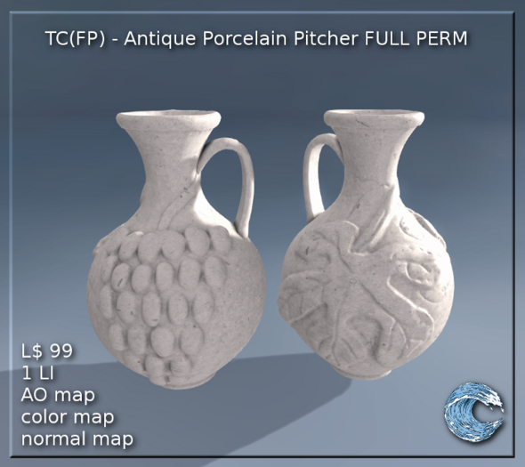 Second Life Marketplace - TC(FP) - Antique Porcelain Pitcher FULL PERM