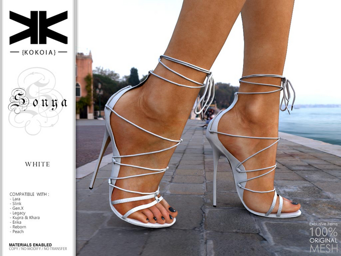 Second Life Marketplace - Sonya :: Woman Shoes :: White :: {kokoia}