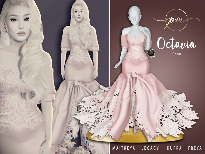 Second Life Marketplace - :: PM :: Octavia Gown -pink-