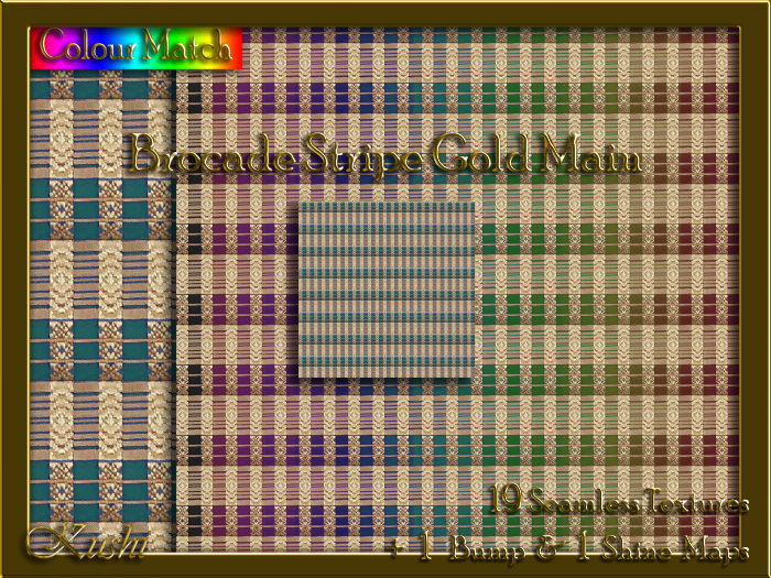 Second Life Marketplace - Brocade Stripe Gold Main Seamless Texture Pack